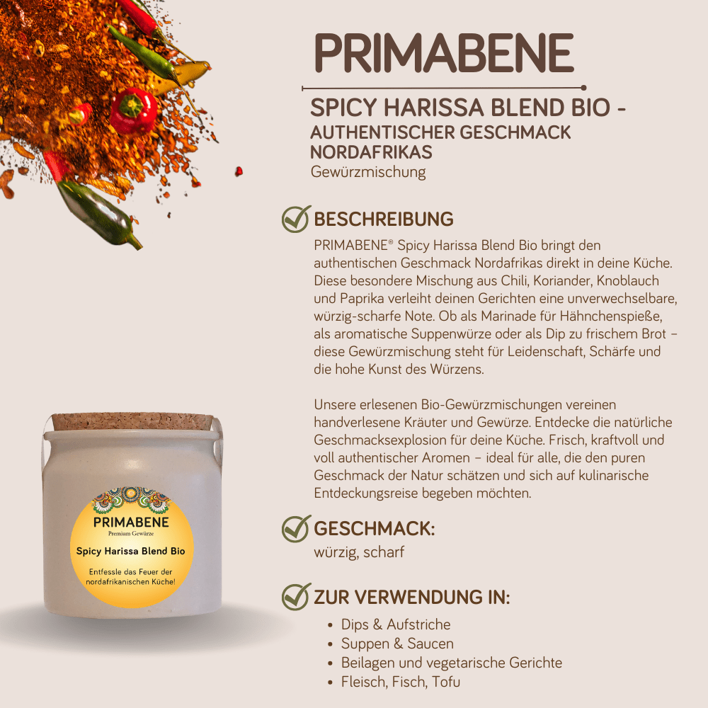 Bene Naturalproducts | Gewürzmischung BBQ Harissa Bio – Würzig-scharfe Note für Grill